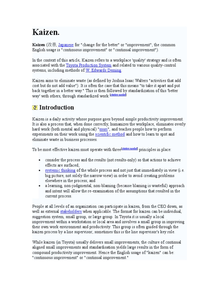 Kaizen Download | PDF | Industries | Process Management