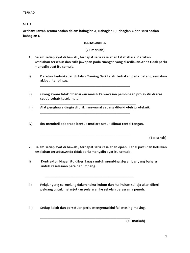 4) Set 3 Bahasa Melayu PT3 PDF | PDF