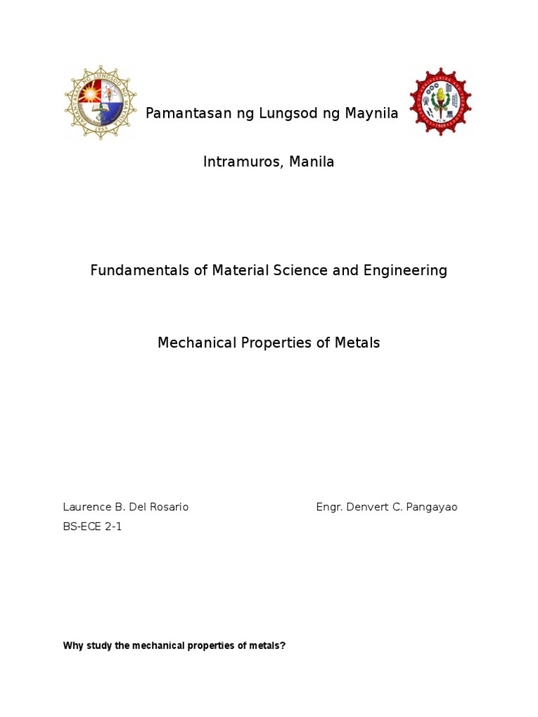 Mechanical Properties of Metals | PDF | Deformation (Engineering ...
