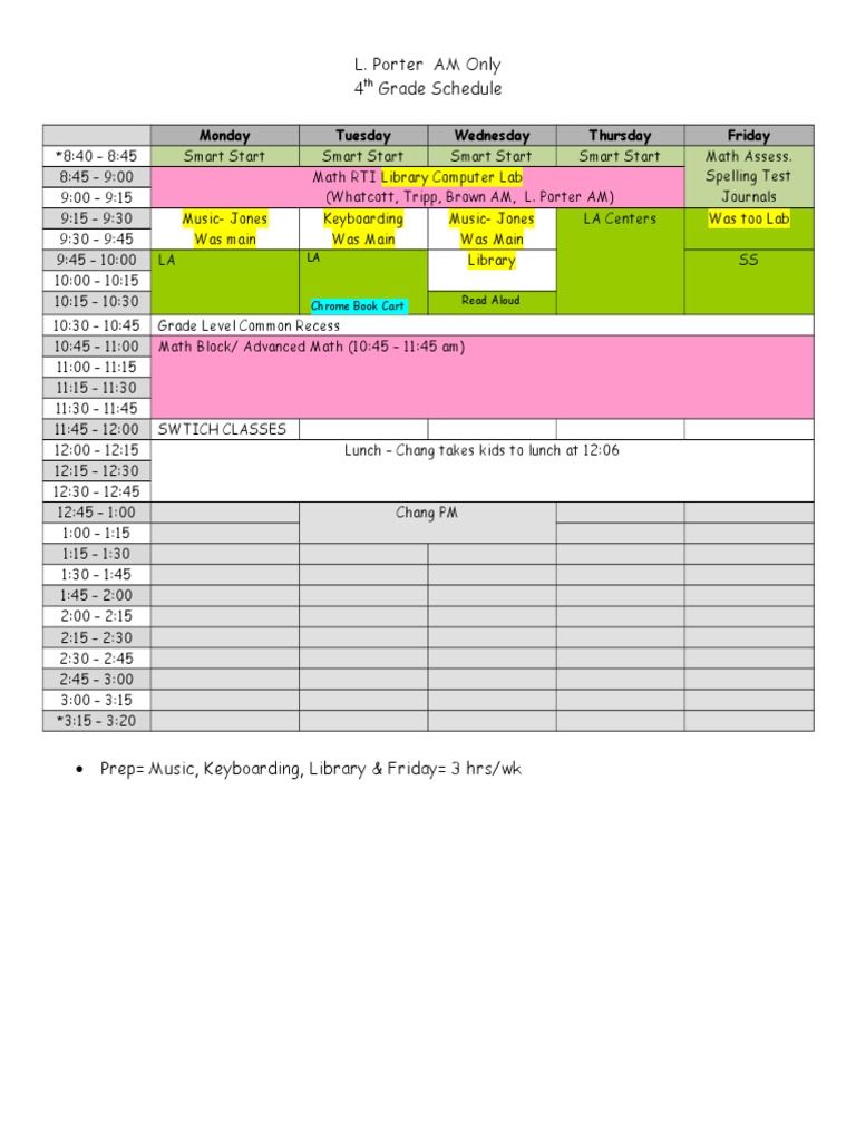 L Porter Schedule Am | PDF