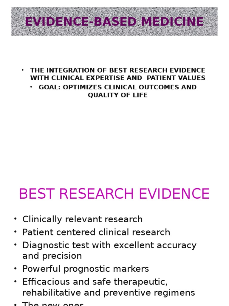 Evidence-based Medicine One | Evidence Based Medicine | Medical Diagnosis