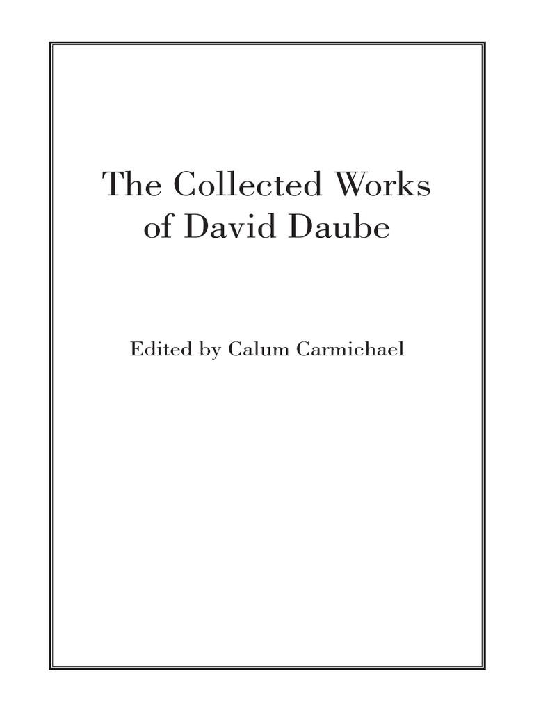 The Collected Works (David Daube) | PDF | Gospel Of Mark | Jesus