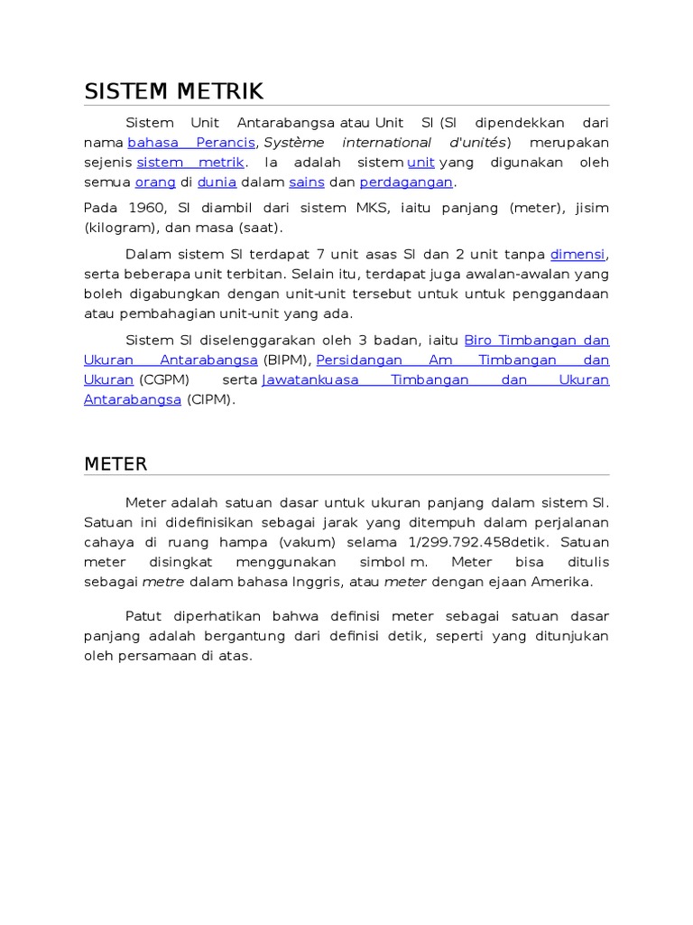 Sistem Metrik | PDF