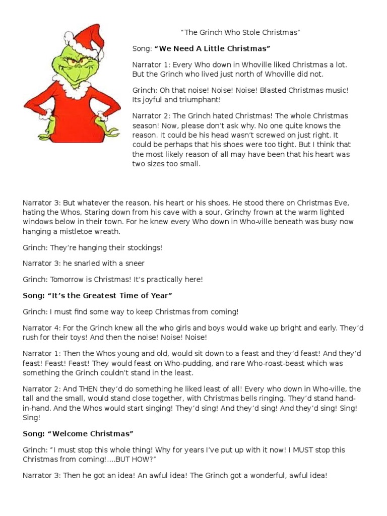 The Grinch Script | PDF | Winter Holidays | Christmas