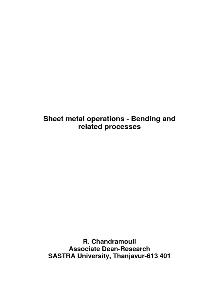 Module 7 Sheet Metal-Forming-Lecture 2 | PDF | Sheet Metal | Bending
