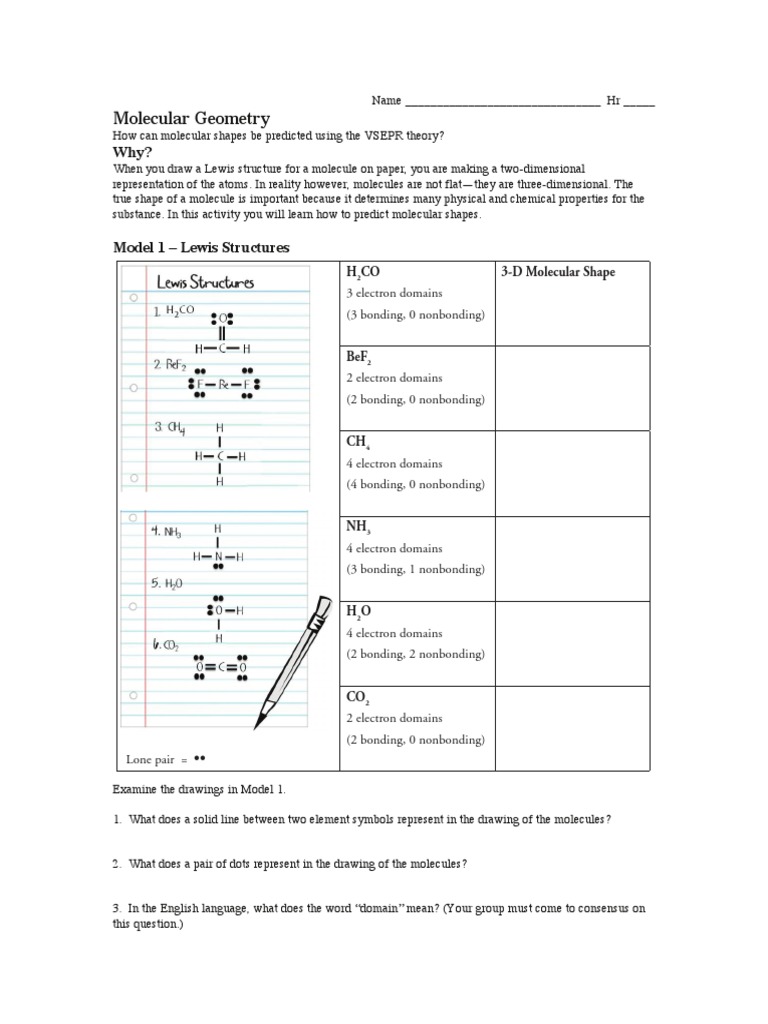 POGIL Molecular Geometry | PDF | Chemical Bond | Covalent Bond