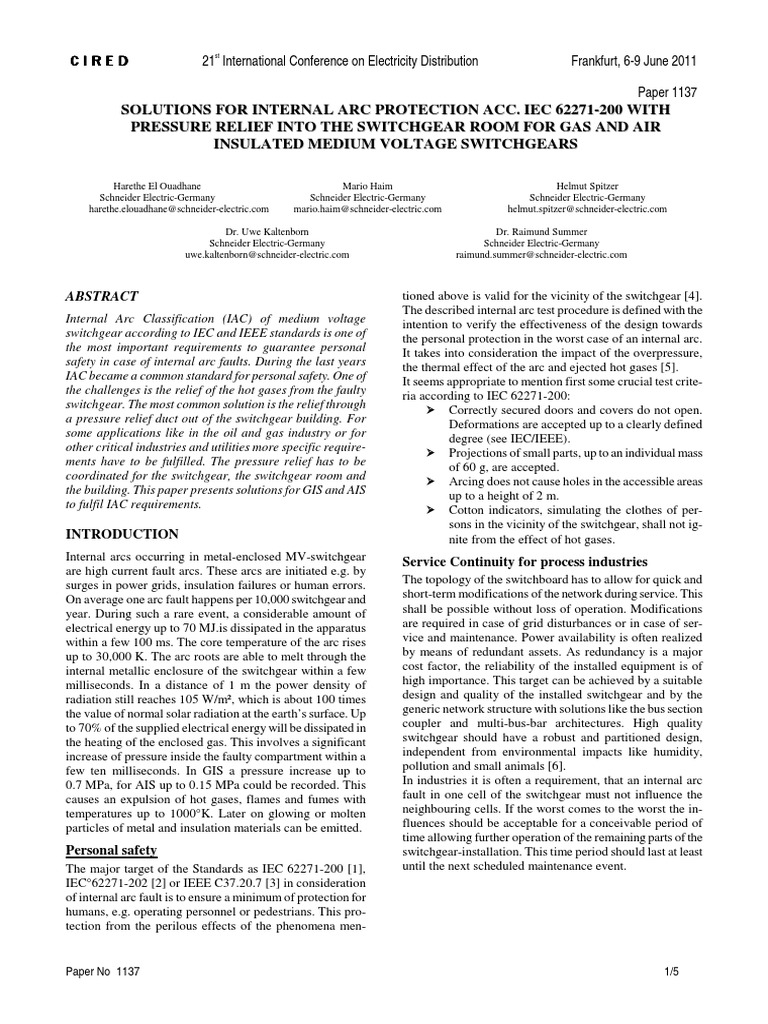 Internal Arc Classification in MV Switchgear | PDF | Electric Arc | Heat