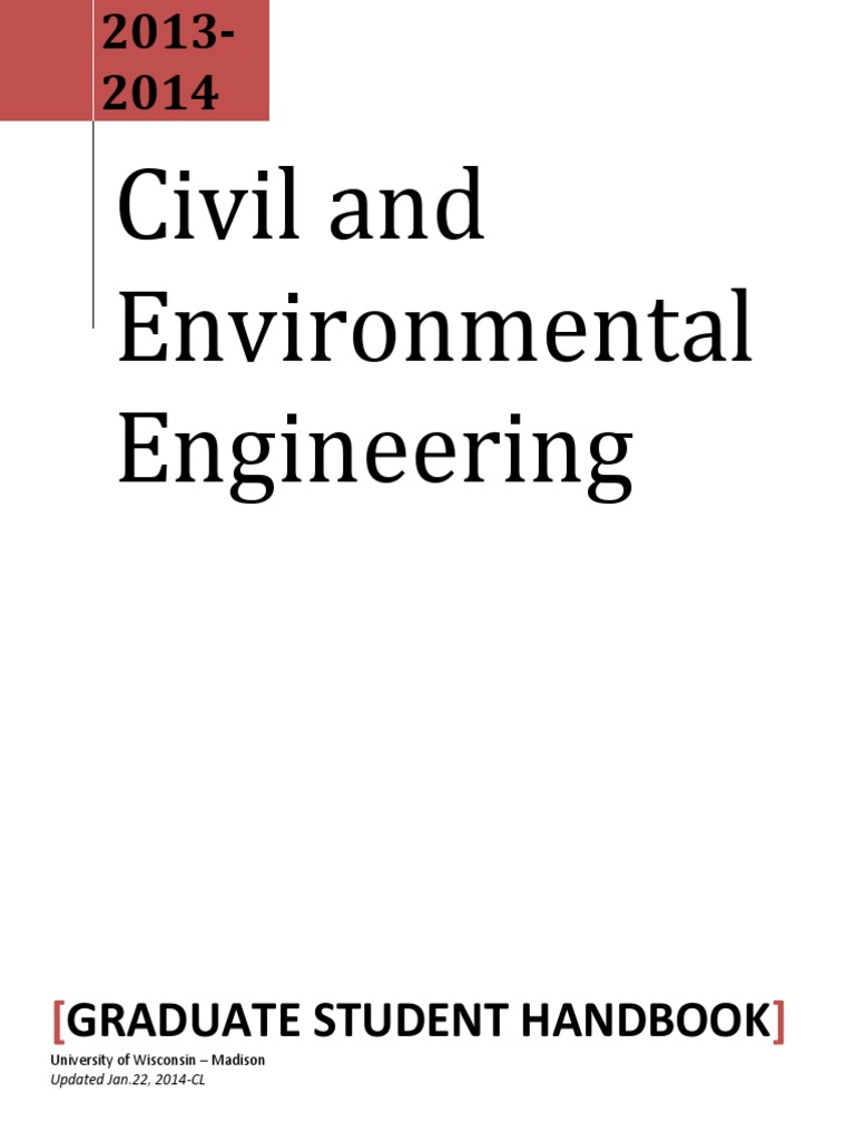 Cee Graduate Student Handbook | PDF | Graduate School | Thesis