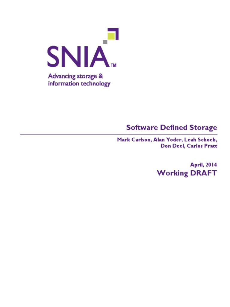 Snia Software Defined Storage White Paper V1 0k Draft Pdf Cloud