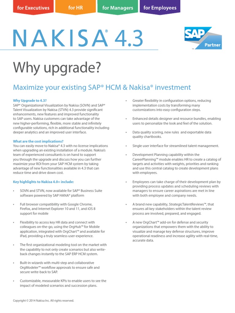 Why Upgrade?: Maximize Your Existing SAP® HCM & Nakisa® Investment ...