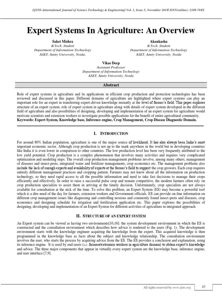 Expert Systems in Agriculture: An Overview | PDF | Expert | Agriculture