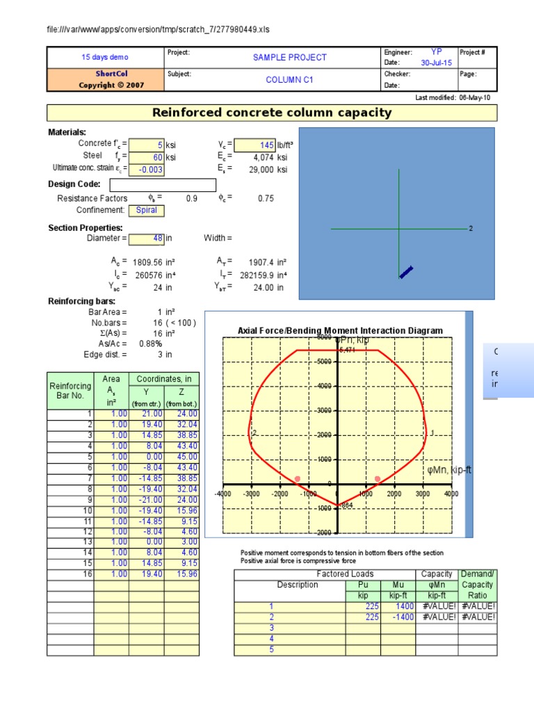 Reinforced Concrete Column Capacity: Materials | PDF | Bending | Fracture
