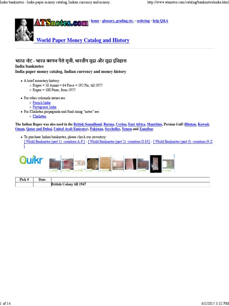 India Banknotes - India Paper Money Catalog, Indian Currency and Money ...
