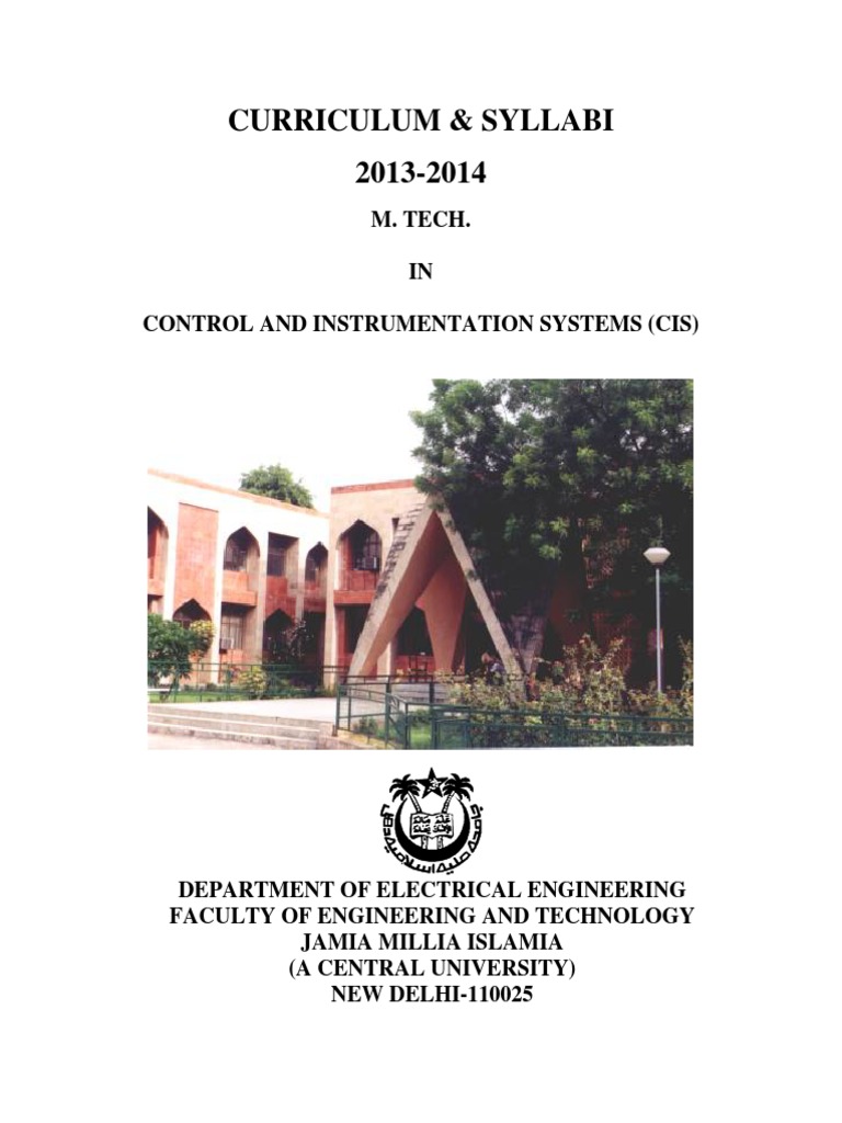 Curriculum & Syllabi 2013-2014: M. Tech. IN Control and Instrumentation ...