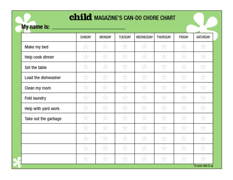Chad's Chore Chart | PDF