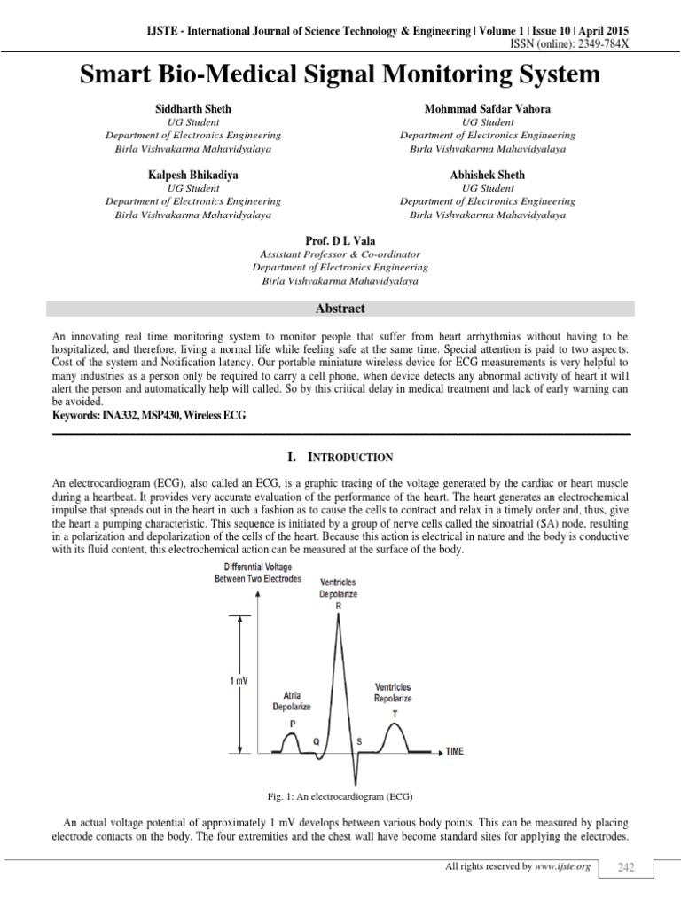 Smart Bio-Medical Signal Monitoring System | PDF | Electrocardiography ...
