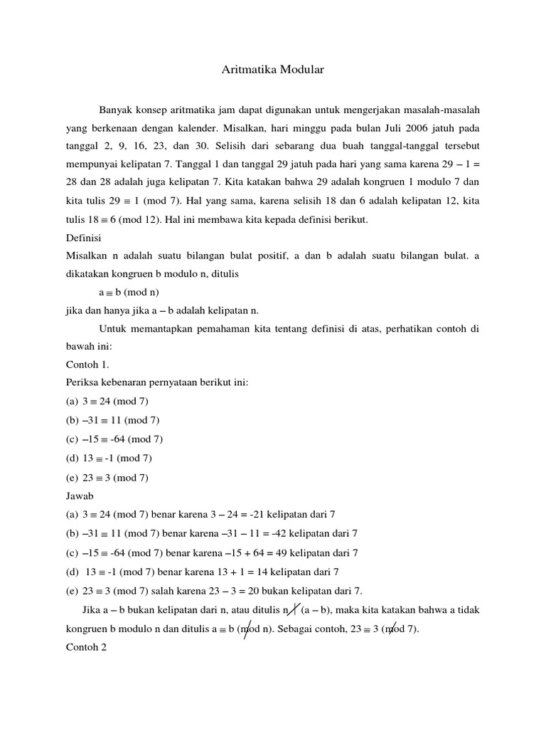 Aritmatika Modular | PDF