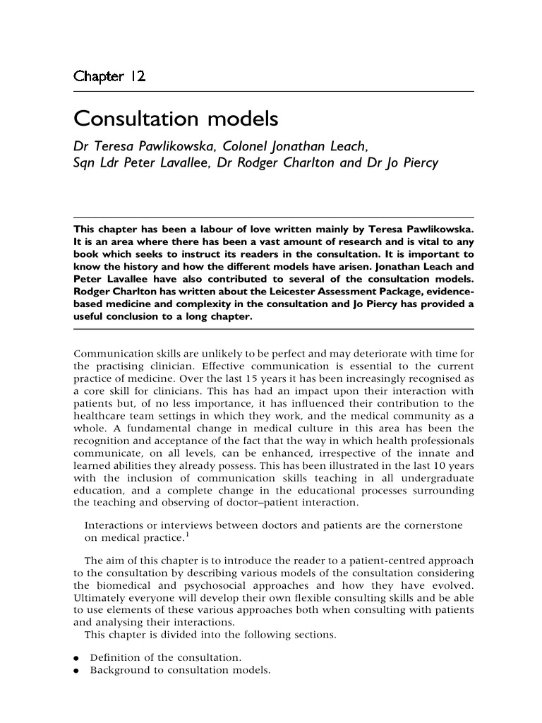 Consultation Model | PDF | Physician | Psychology
