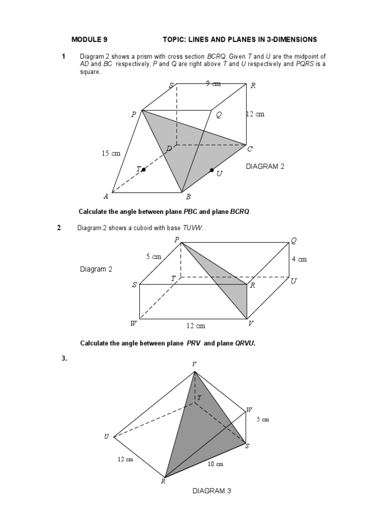 MODULE 9-Lines and Plane in 3D | PDF | Rectangle | Triangle