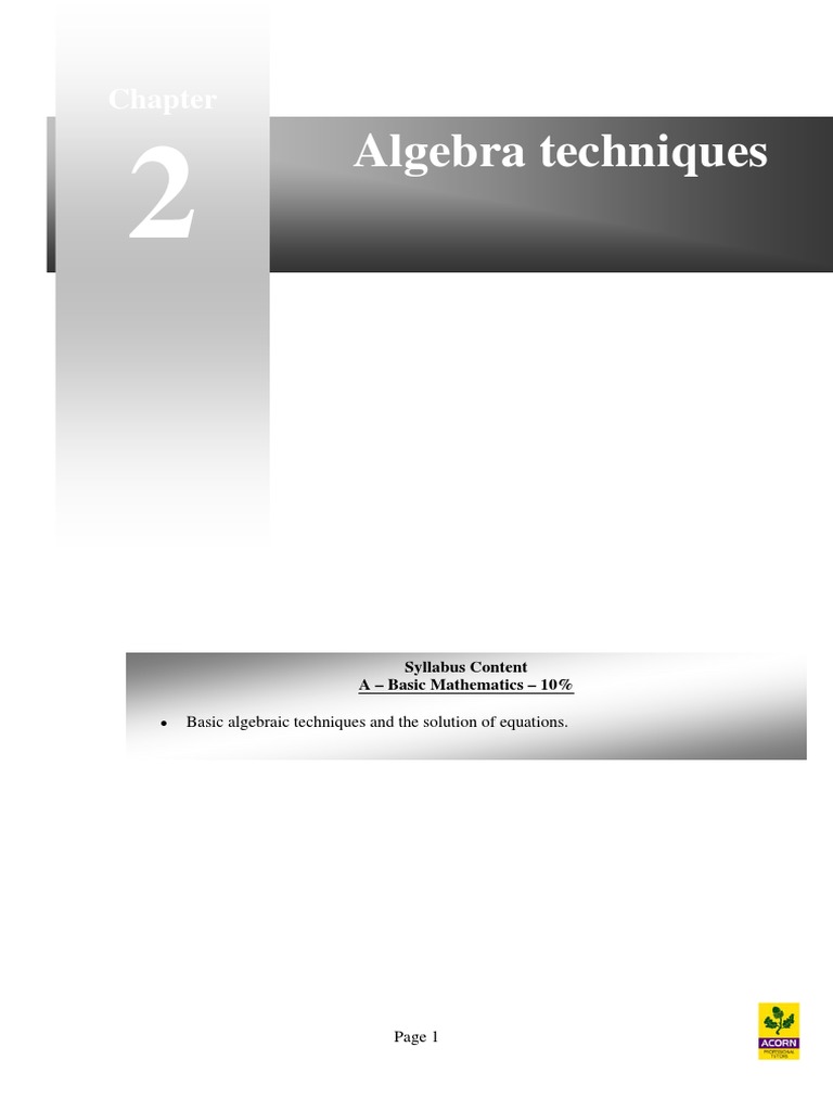 Algebra Advanced Techniques | PDF | Algebra | Multiplication