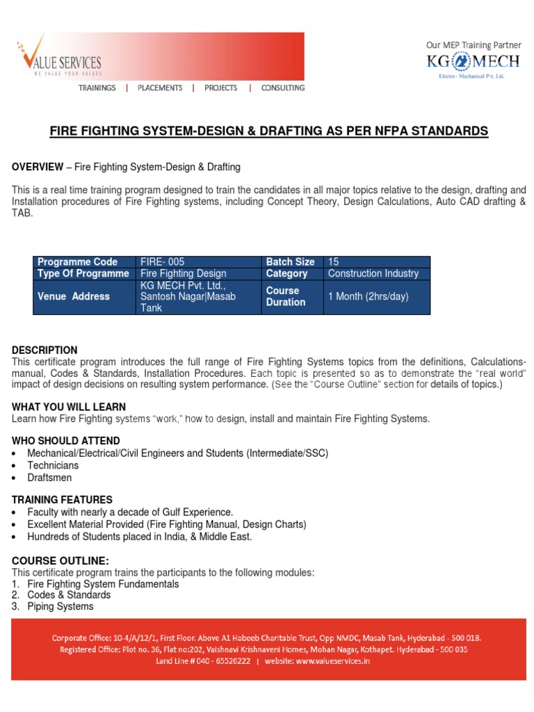 Fire Fighting System-Design & Drafting As Per Nfpa Standards | PDF ...