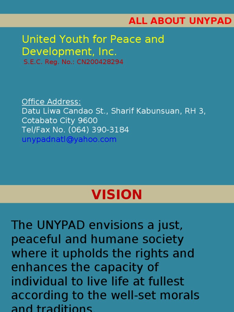 UNYPAD: Vision, Mission, and Programs | PDF | Mindanao | Wash