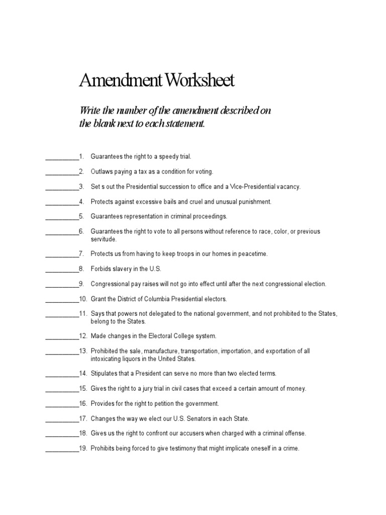 3.2 - Amendment Worksheet | PDF | U.S. State | United States Congress
