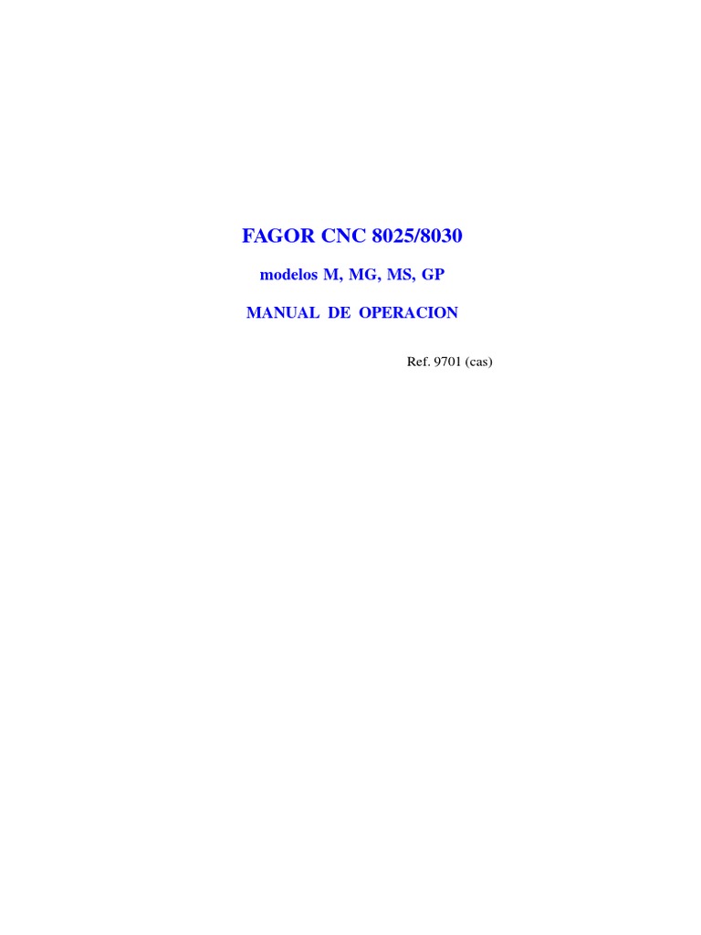 FAGOR 8025 Musr | PDF | Control numerico | Perforar