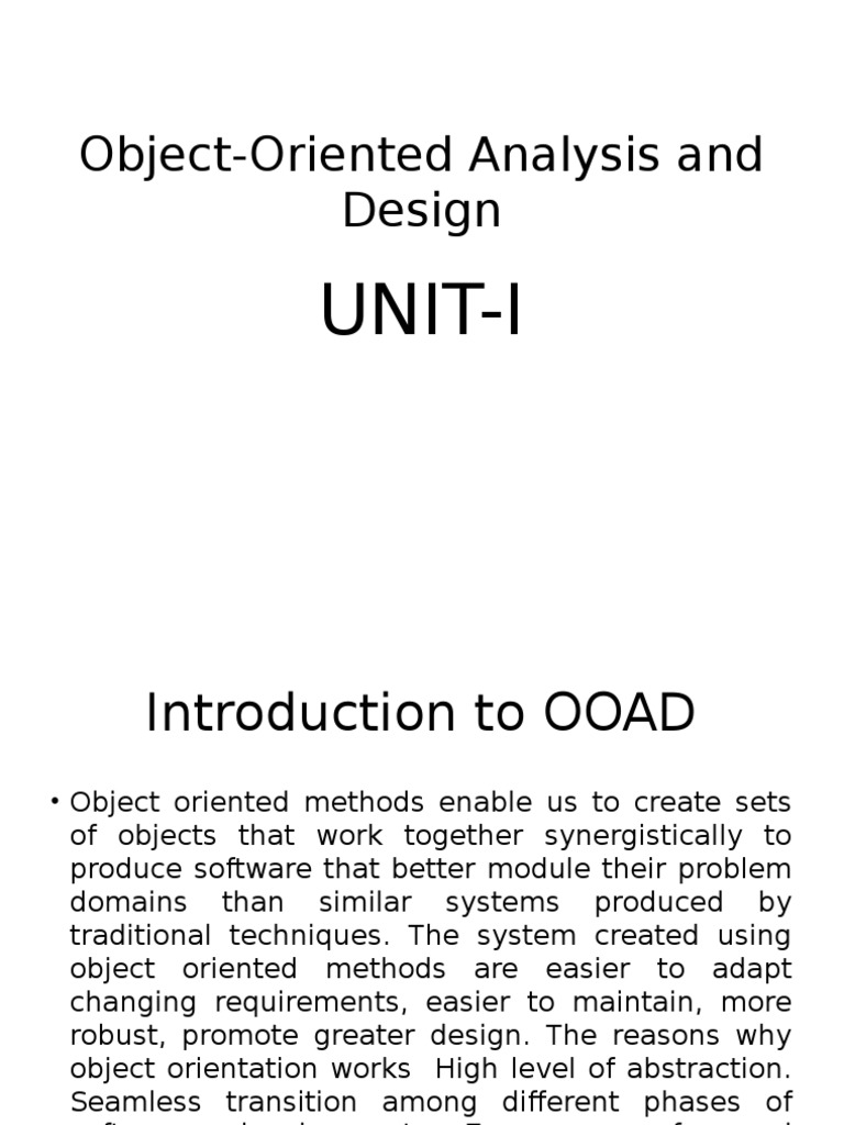 Object-Oriented Analysis and Design: Unit-I | PDF | Use Case | Unified Modeling Language