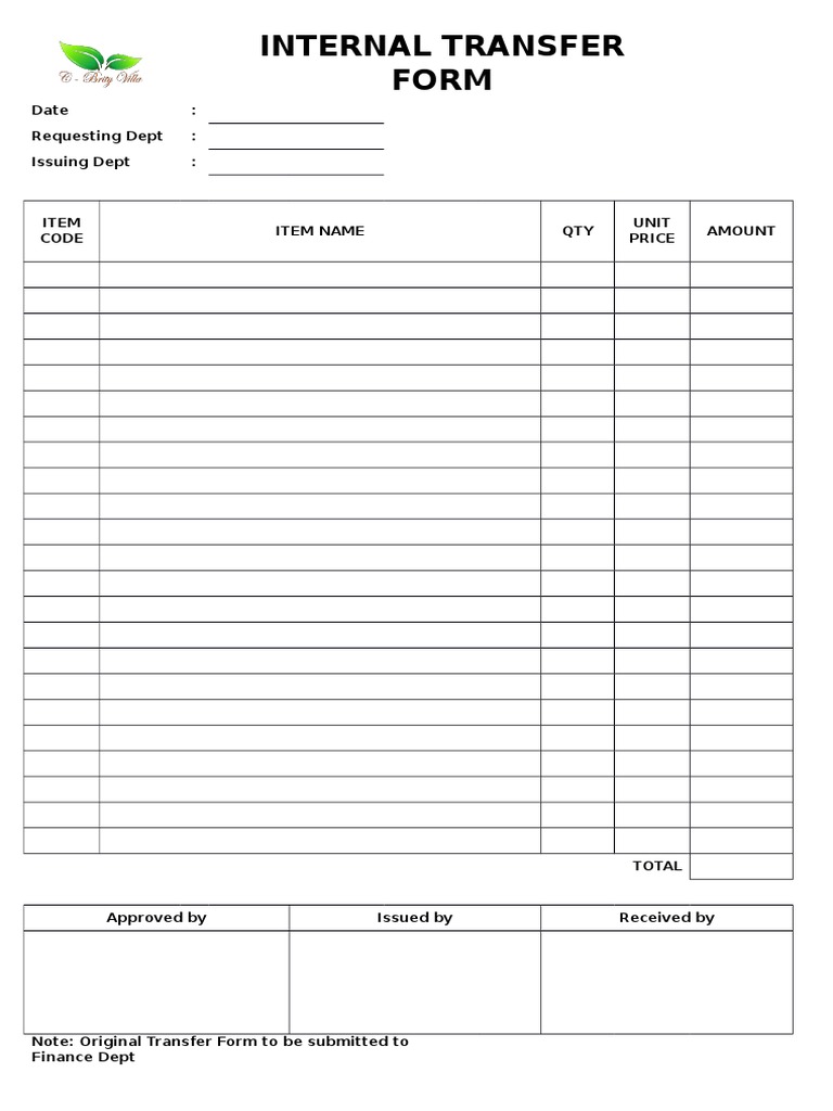 Internal Transfer Form | PDF