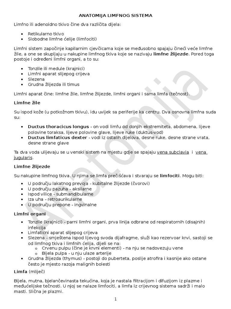 Anatomija Limfnog Sistema | PDF