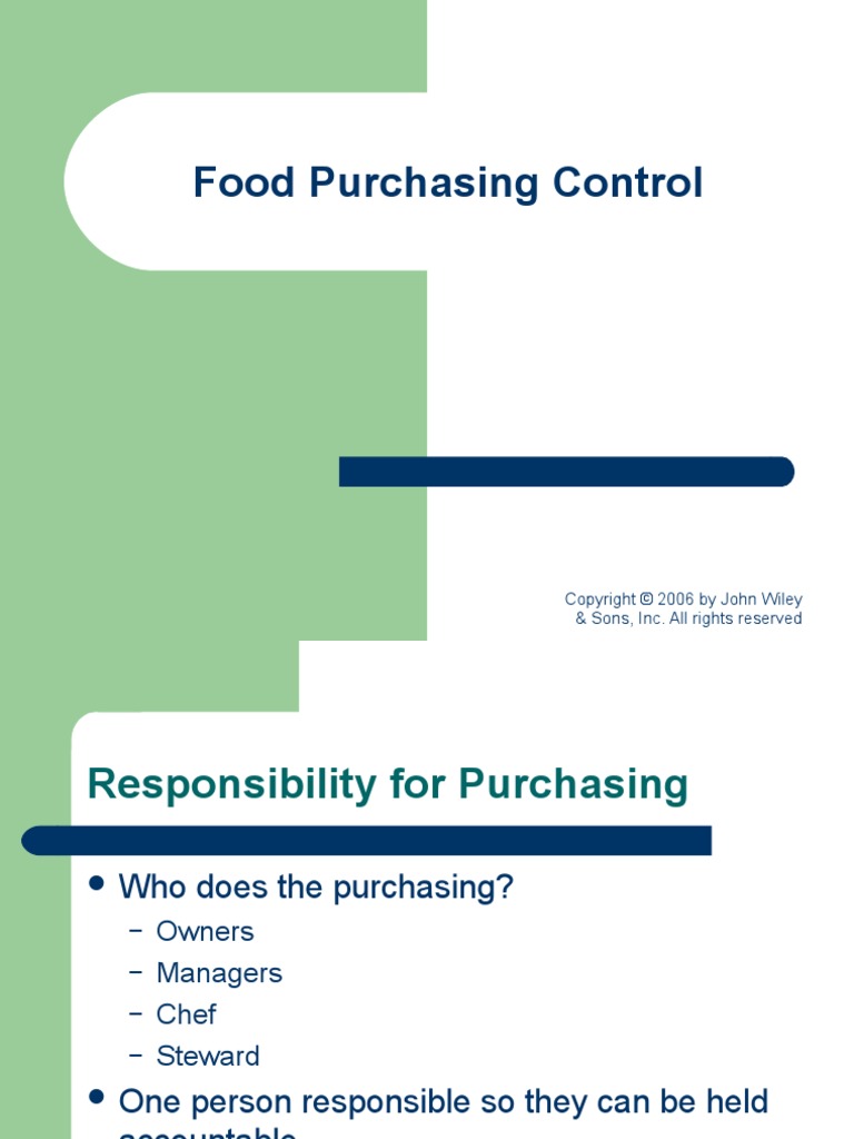 Food Purchasing Control | PDF | Grocery Store | Inventory