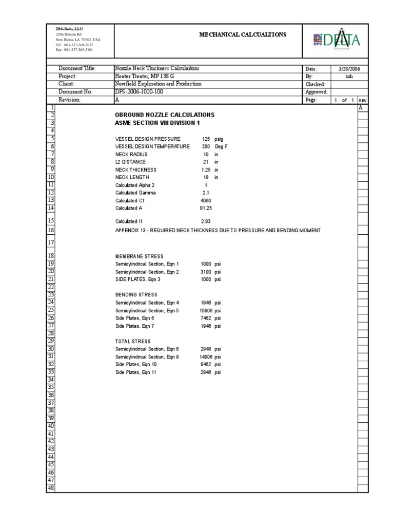 Nozzle Neck Thickness Calculations | PDF