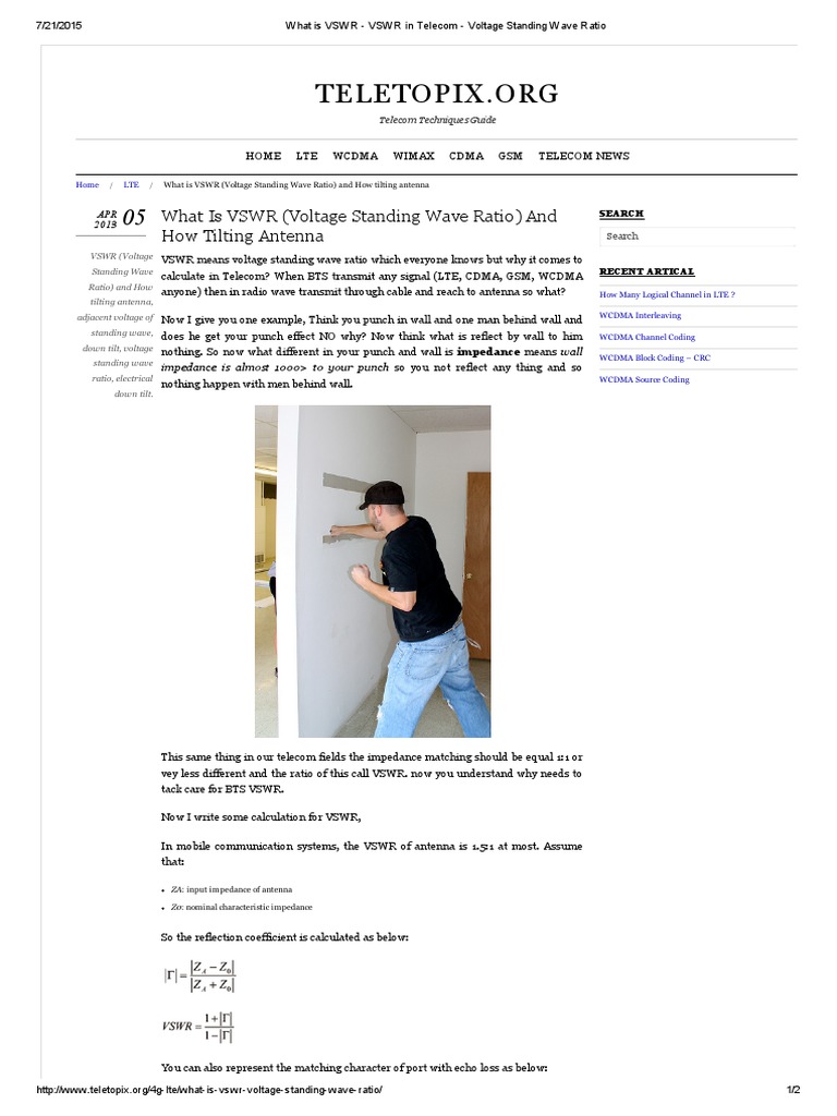 What Is VSWR - VSWR in Telecom - Voltage Standing Wave Ratio | PDF ...