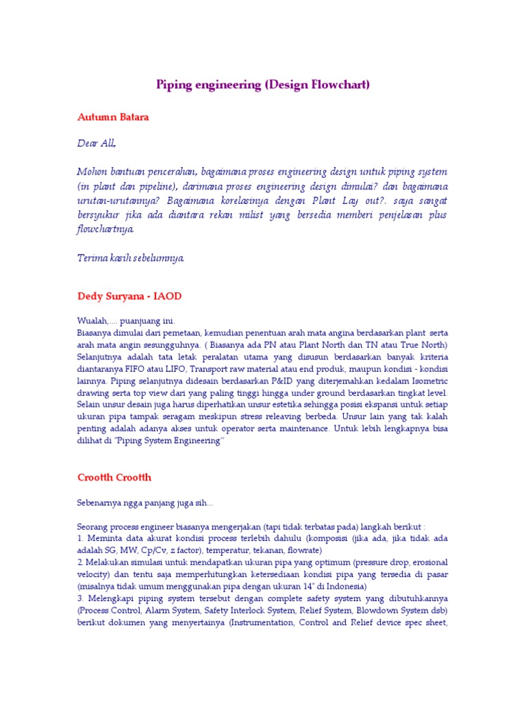 Piping Engineering-Design Flowchart | PDF