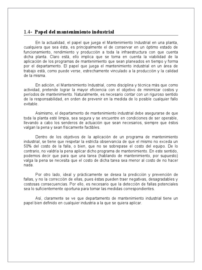 1.4-Papel Del Mantenimiento Industrial | PDF