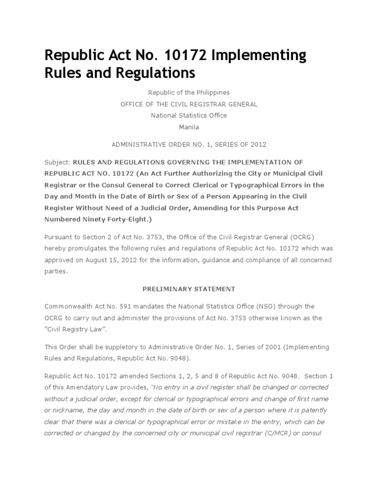 Implementing Rules for RA 10172 | PDF