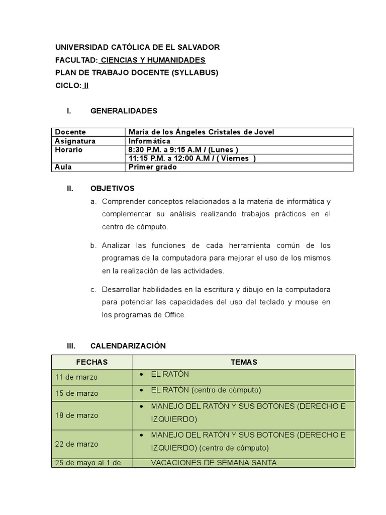 Ejemplo de Syllabus | PDF | Aprendizaje | Informática