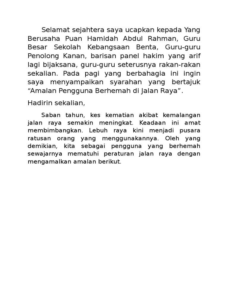 Karangan Syarahan Tahun 5 | PDF