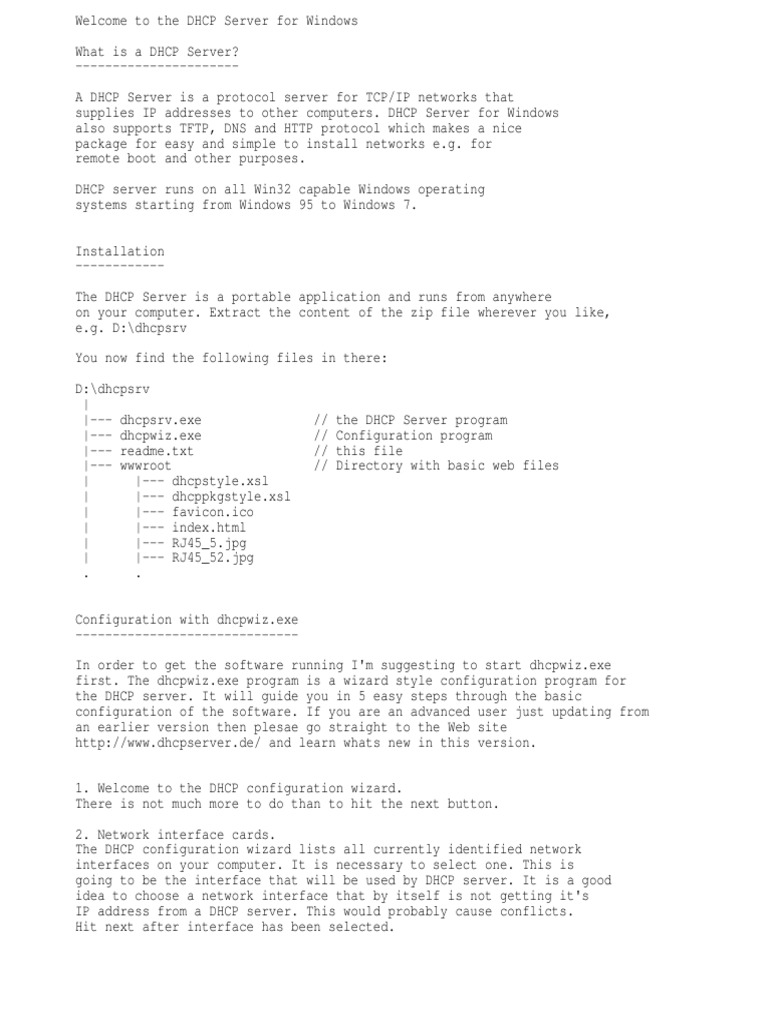 Configuring Portable DHCP Server for Windows | PDF