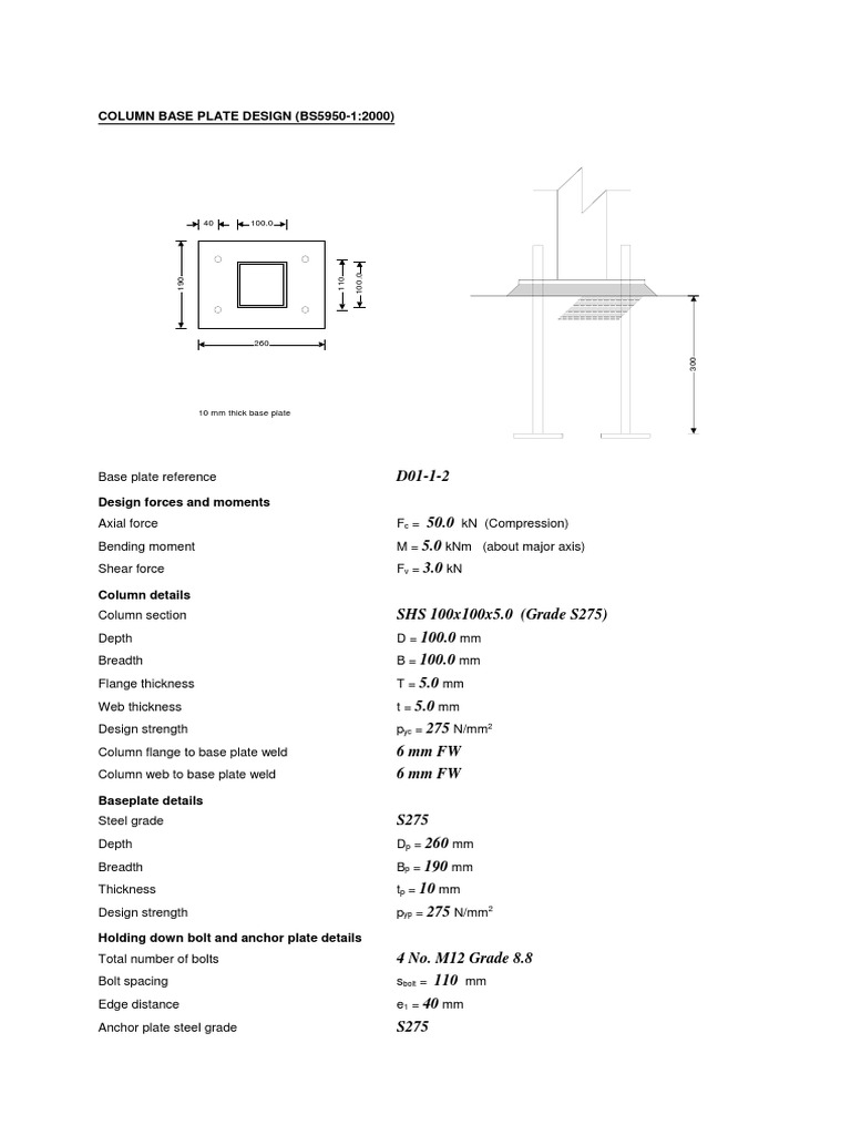 SHS 100x100x5t BP-02 | PDF | Column | Bending