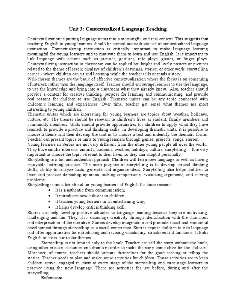 Unit 3. Contextualized Language Teaching | PDF | Storytelling | Language Education