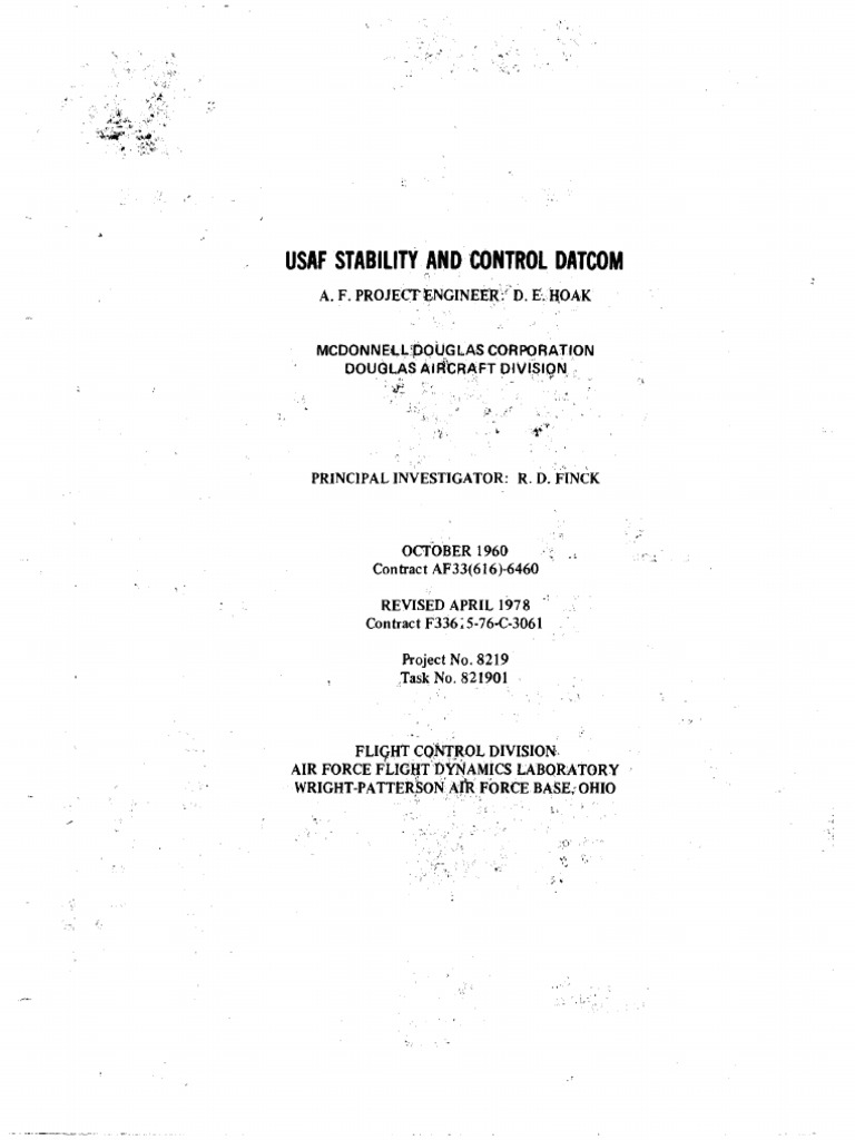 USAF Stability and Control Datcom | PDF | Flight Dynamics (Fixed Wing Aircraft) | Mach Number