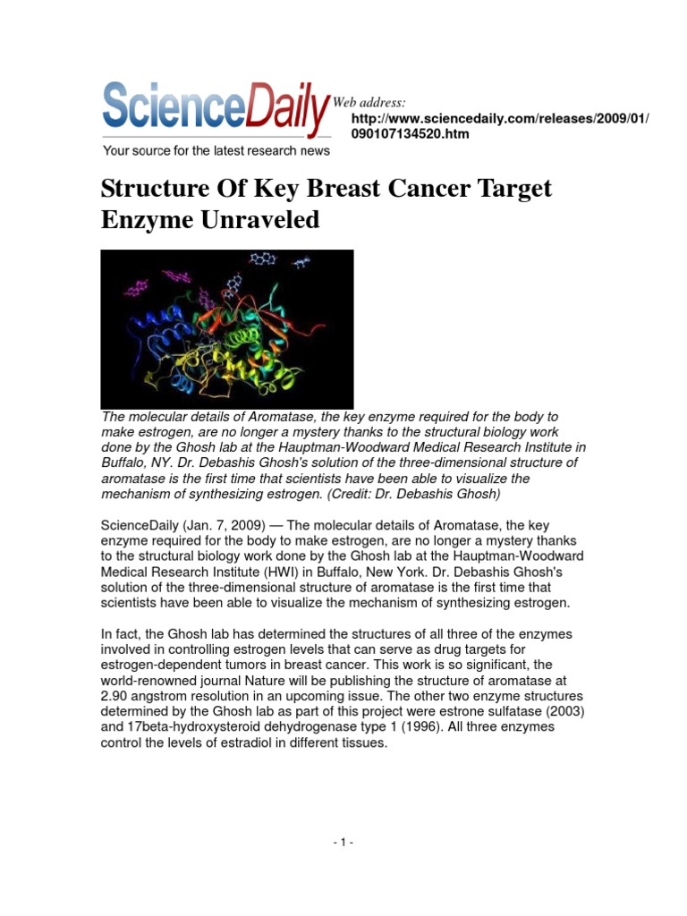 01.07.2009 Structure of Key Breast Cancer Target Enzyme Unraveled | PDF ...