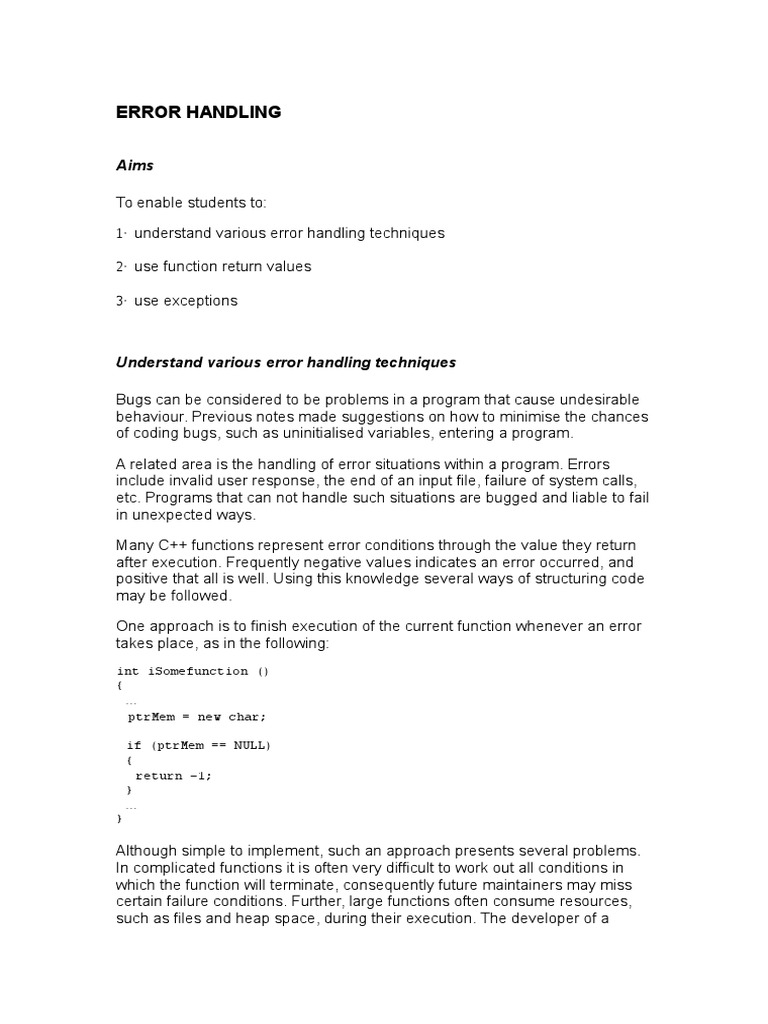 Error Handling Int Isomefunction Ptrmem New Char If Ptrmem Null