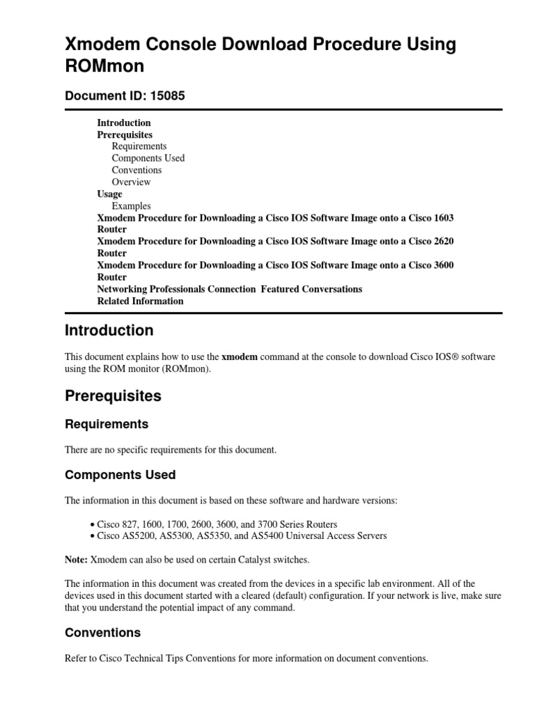 Xmodem Console Download Procedure Using ROMMON | PDF