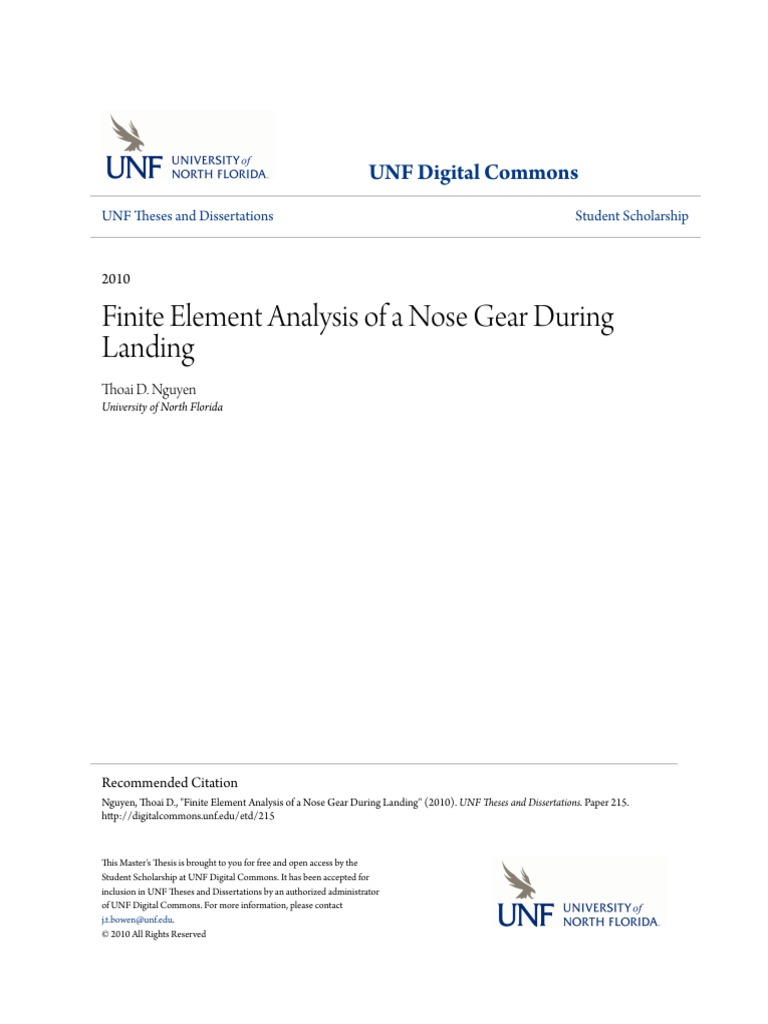 Finite Element Analysis of A Nose Gear During Landing | Download Free ...