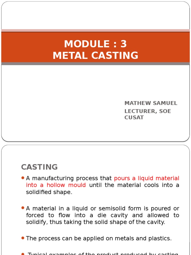 Module-3 Metal Casting | PDF | Casting (Metalworking) | Industrial ...