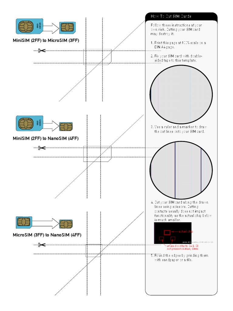 Minisim (2Ff) To Microsim (3Ff) : How To Cut Sim Cards | PDF | Computers