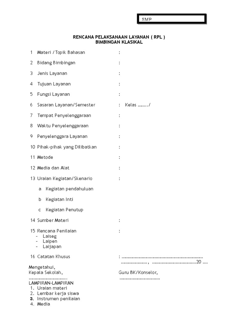 Format Layanan BK | PDF
